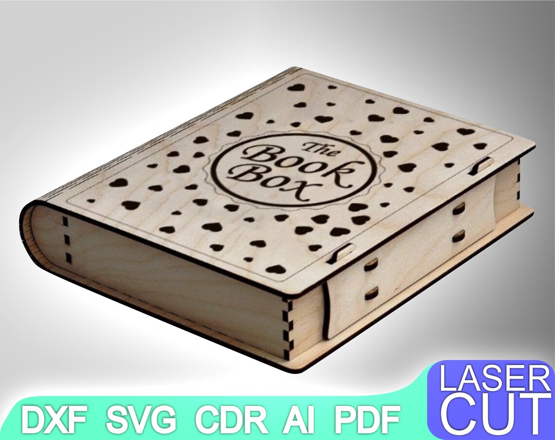 Laser Cut Book Box Laser Cut Files SVG, DXF, CDR Vector Plans, Laser ...