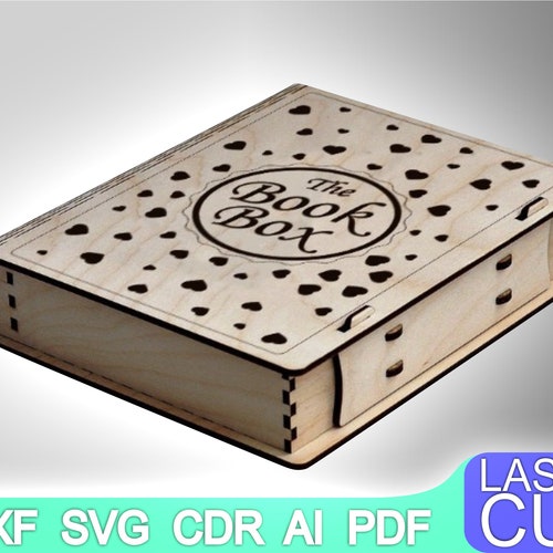 Laser Cut Book Box Laser Cut Files SVG DXF CDR Vector Plans - Etsy