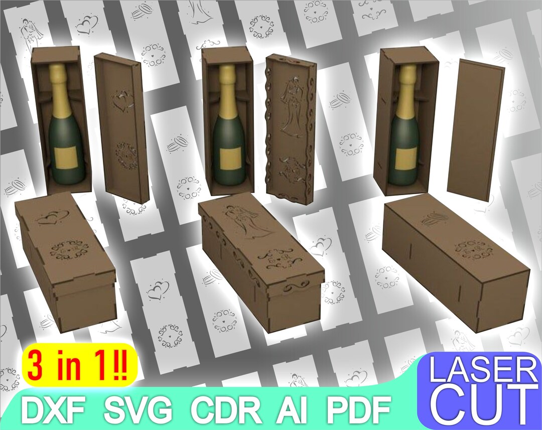 3 Laser Cut Box. Laser Cut Files SVG DXF, CDR Vector Plans, Laser File ...