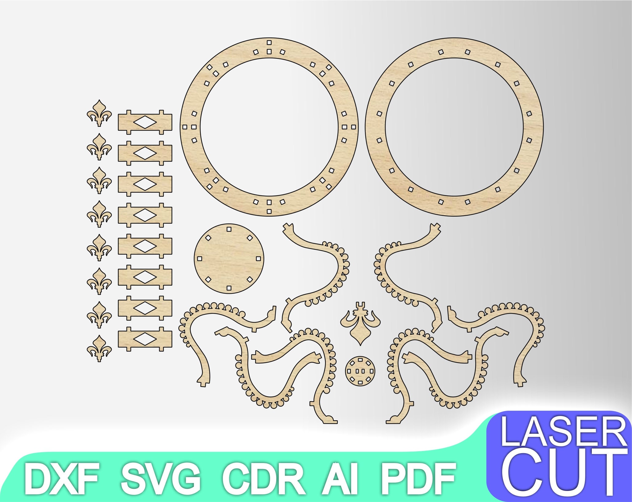 Corona. Archivos cortados por láser SVG DXF planos | Etsy México