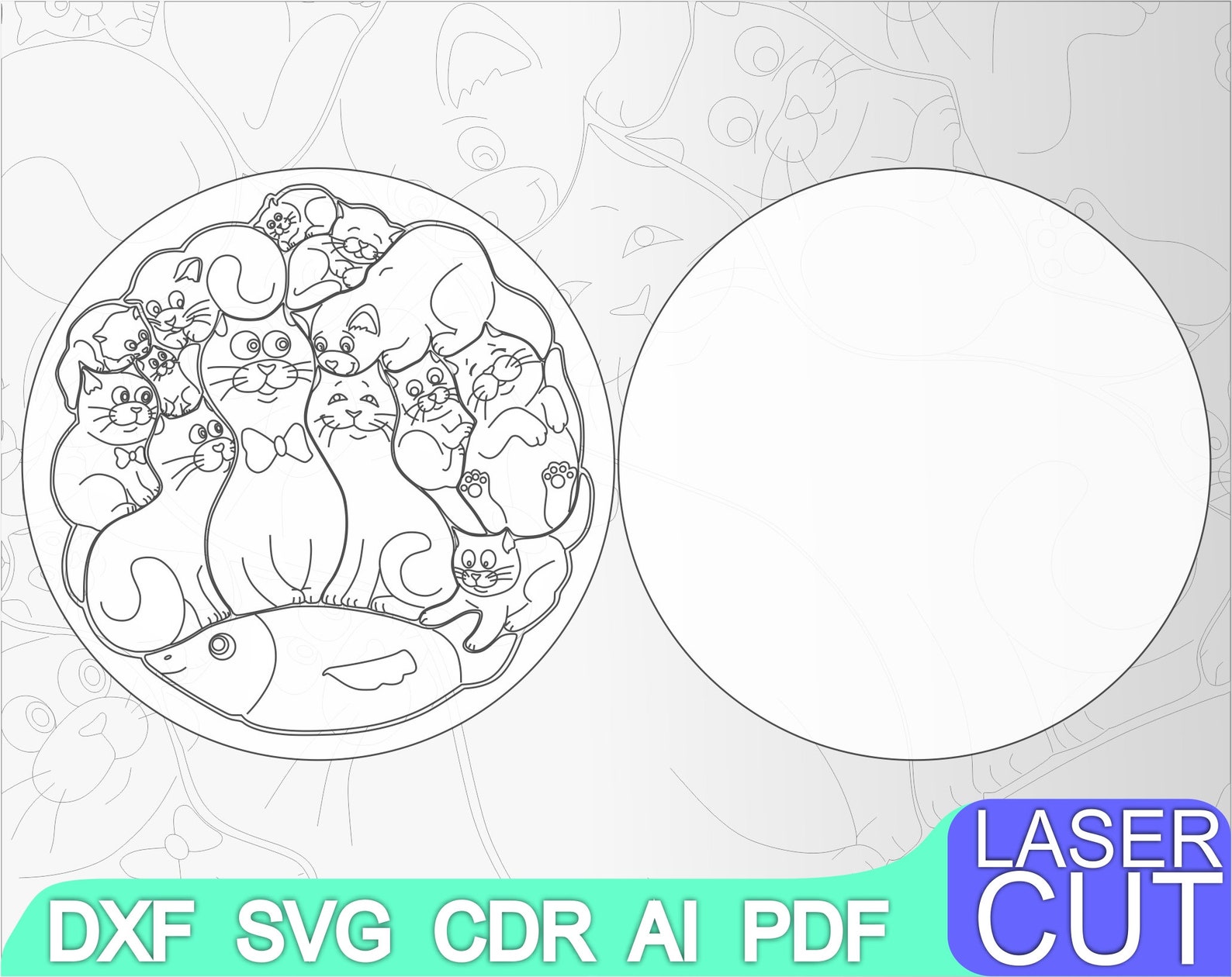 Wooden Puzzle Cats Laser Cut Files SVG DXF CDR Vector Plans - Etsy