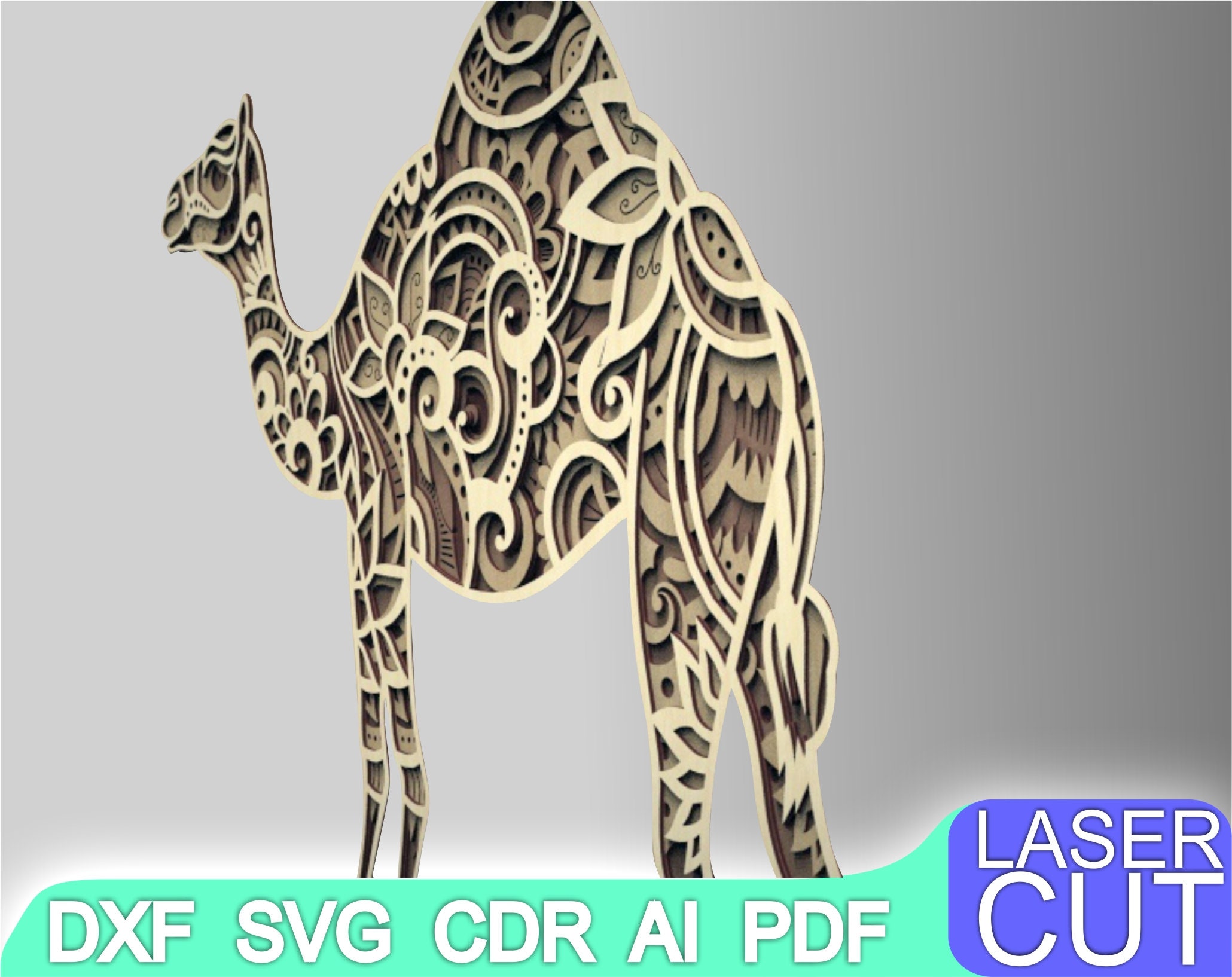 3D Panel Camel. Laser Cut Files SVG DXF CDR Vector Plans, Files Instant ...
