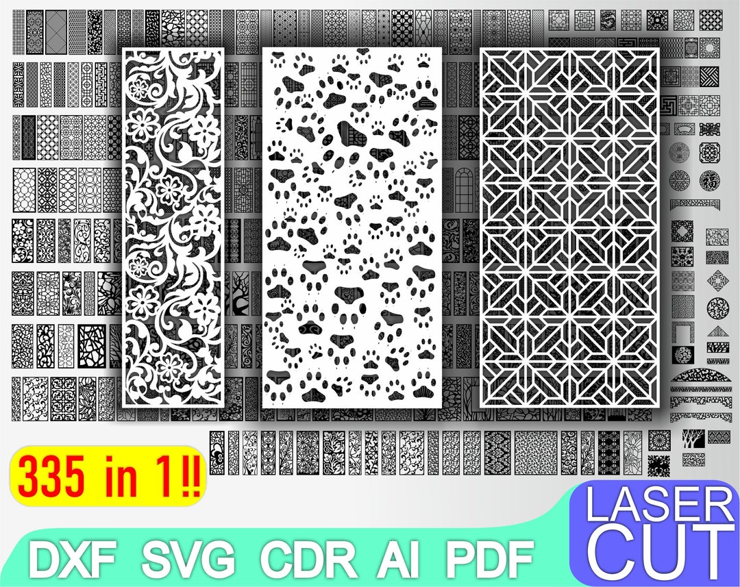 335 Panel Wall Art Laser Cut Files SVG DXF Vector Plans, Laser File ...