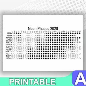 Printable Moon Phases Moon Calendar 2020-2021 Svg, Dfx, Png and Jpeg ...