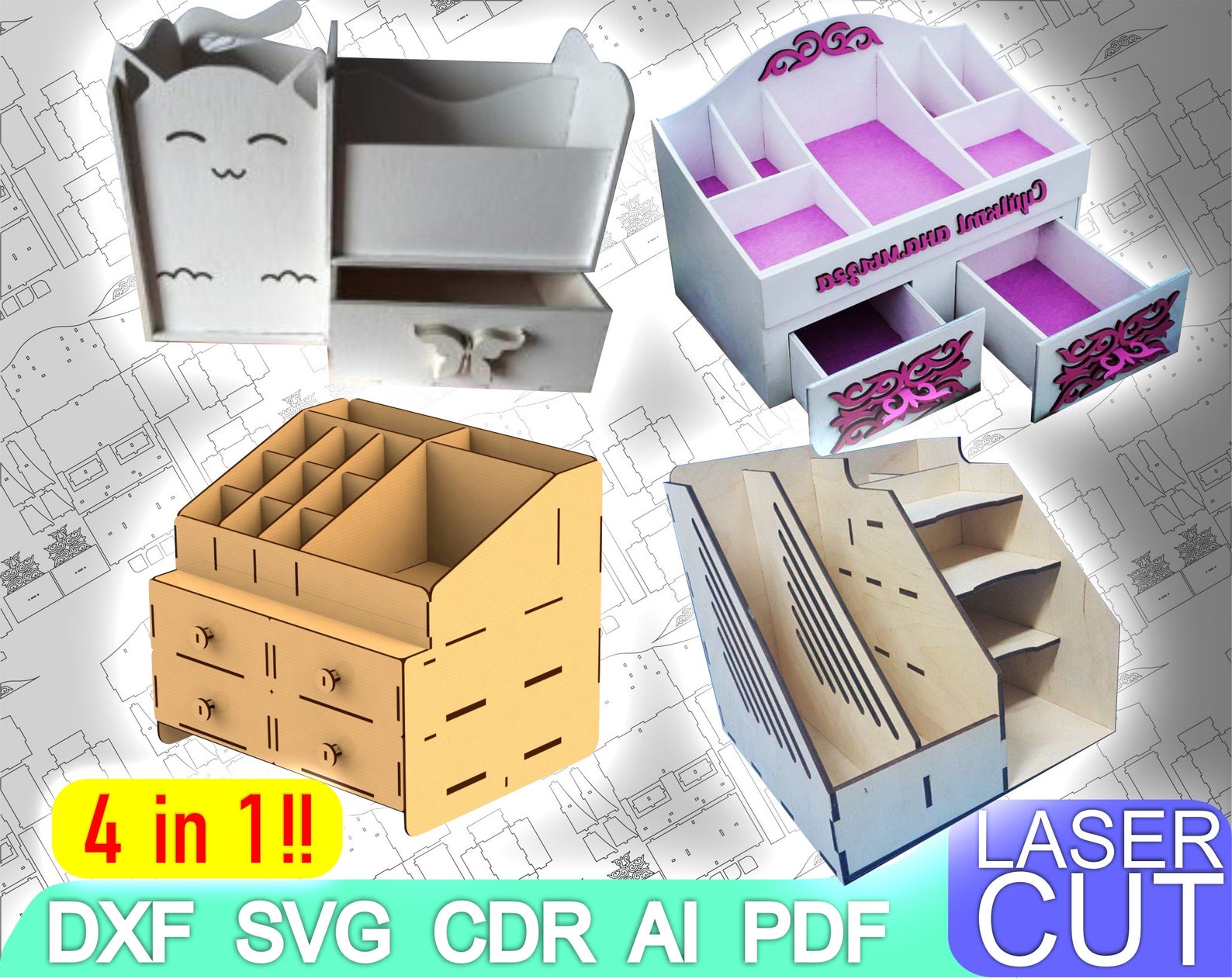 4 Organizer SVG. File Organizer Cabinet Jewellery Storage - Etsy
