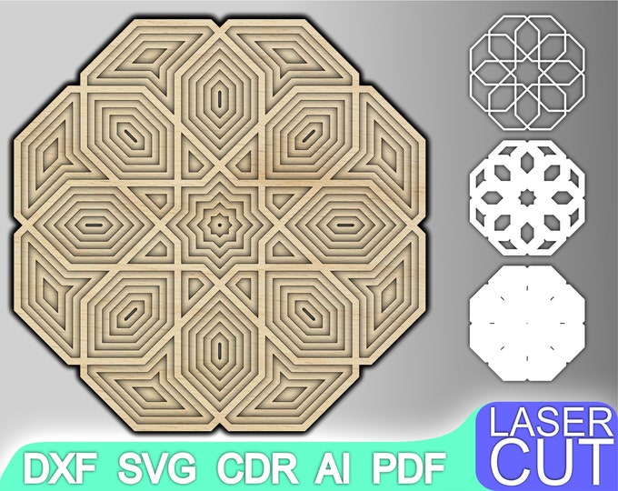 3D Panel Mandala. Laser Cut Files SVG DXF CDR Vector Plans, Files ...