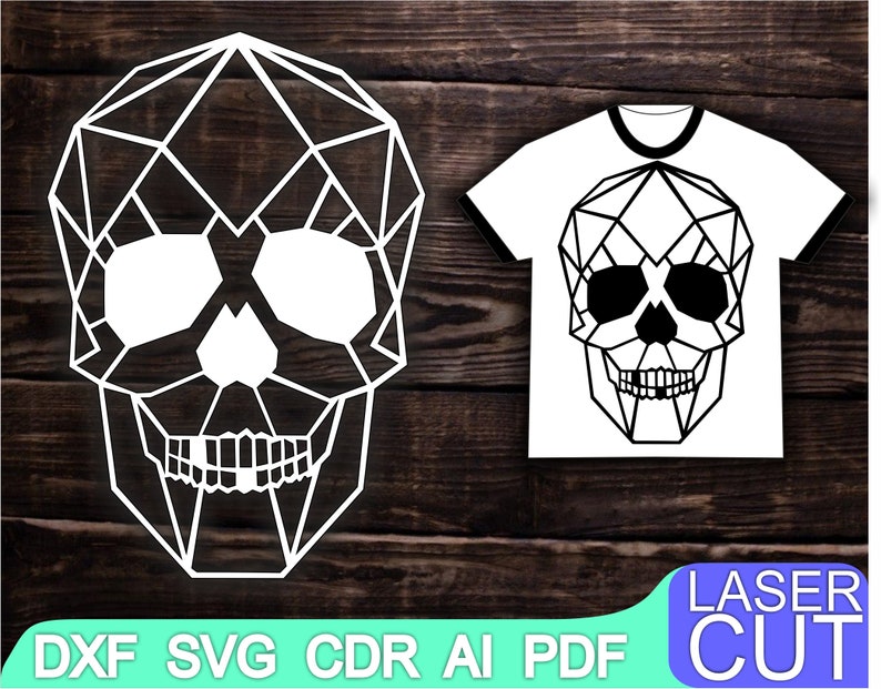 Art Skull vector. Laser cut files SVG DXF CDR vector plans | Etsy