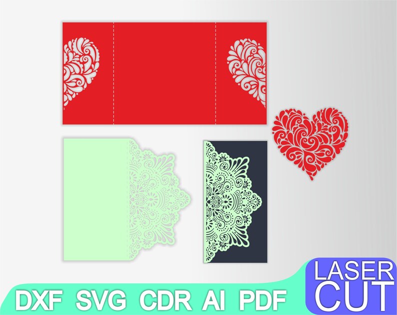 9 Laser Cut Pocket Wedding Invitation Envelope Grid Lace SVG - Etsy