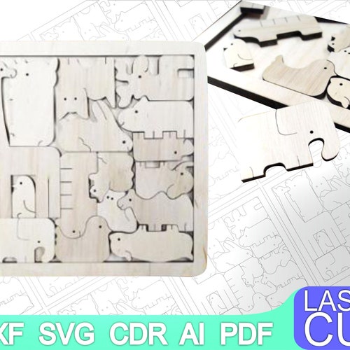 Vector Wooden Alphabet Puzzle Laser Cut Files SVG DXF CDR | Etsy
