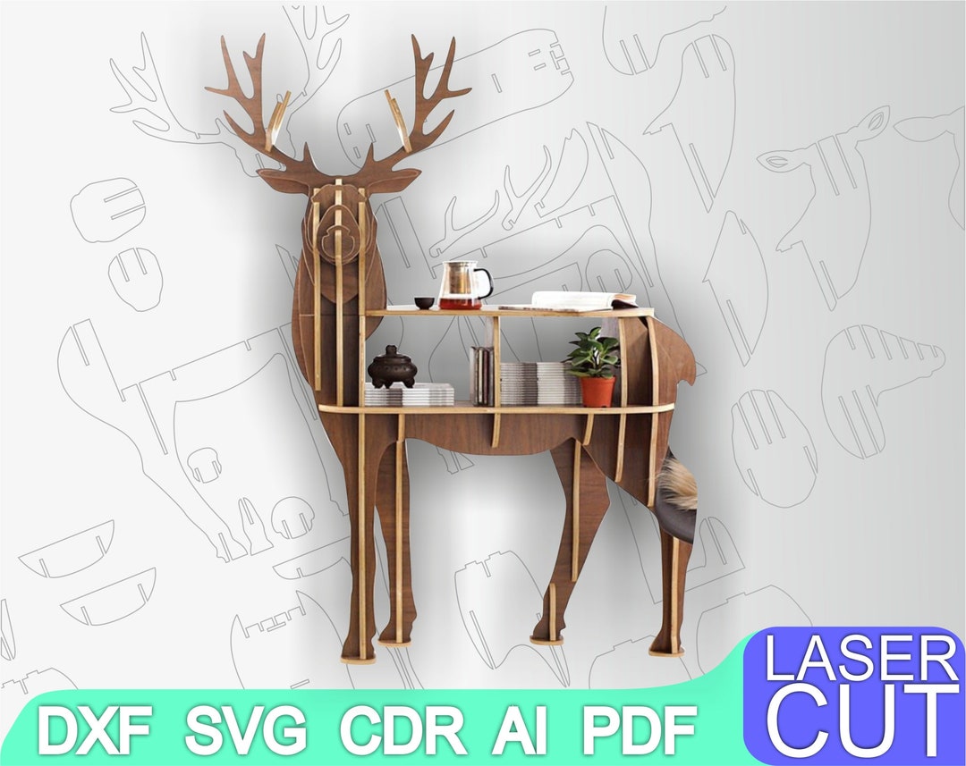 Deer Shelf - Dxf Plan Laser Cutting File Home Decor Interior Design ...
