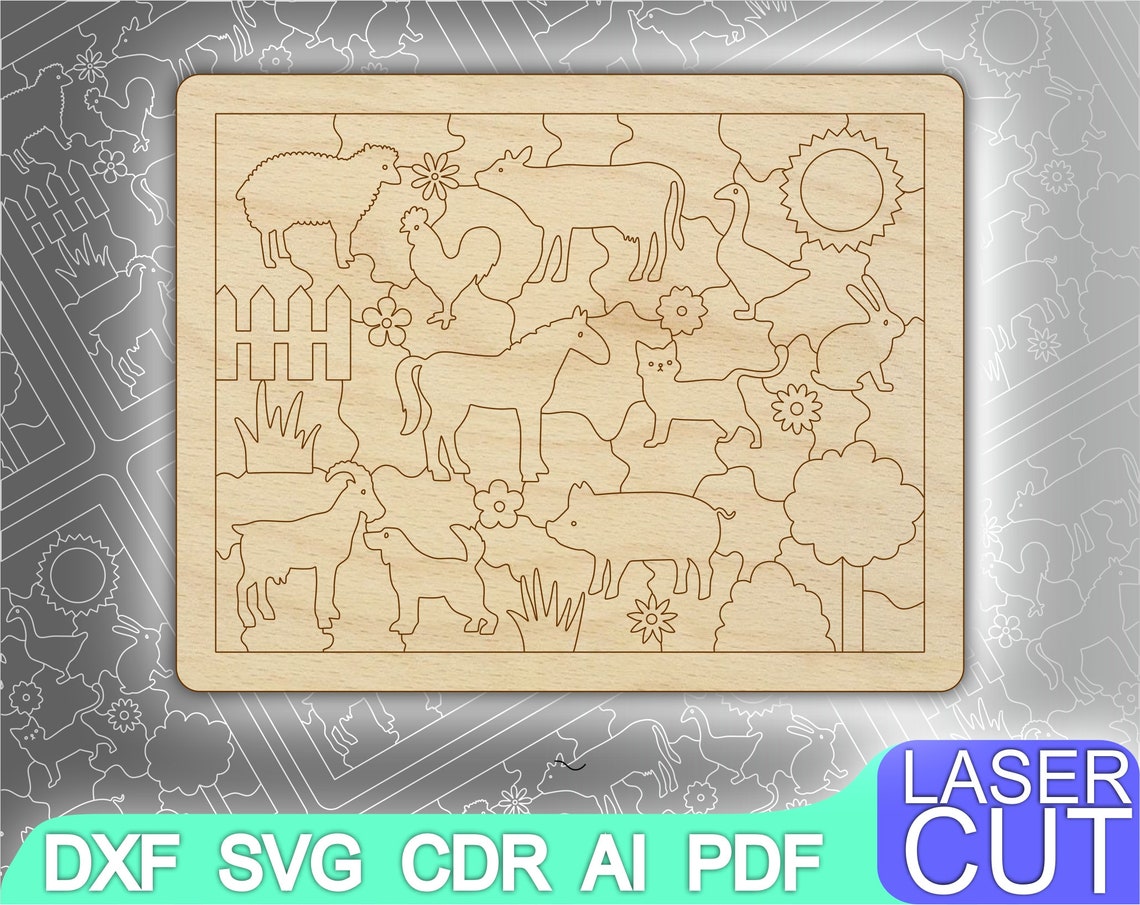 Puzzles Animals Puzzle Laser Cut Files SVG DXF CDR Vector | Etsy
