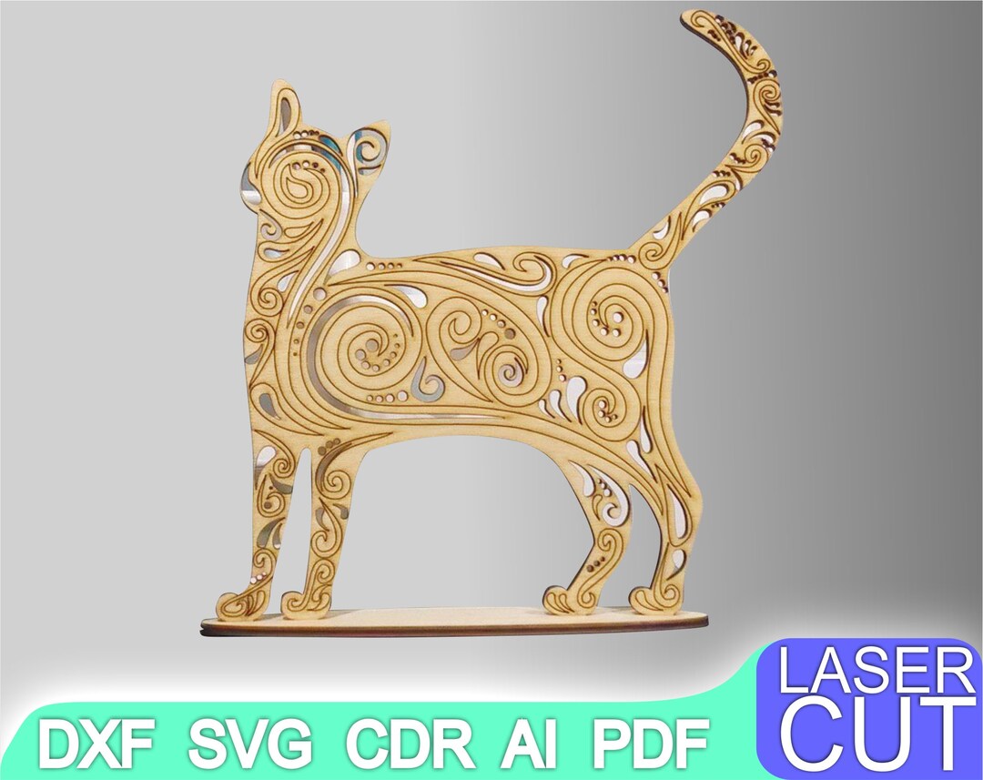 3D Panel Cat. Laser Cut Files SVG DXF CDR Vector Plans, Files Instant ...