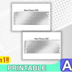 Printable Moon Phases Moon Calendar 2020-2021 Svg, Dfx, Png and Jpeg ...