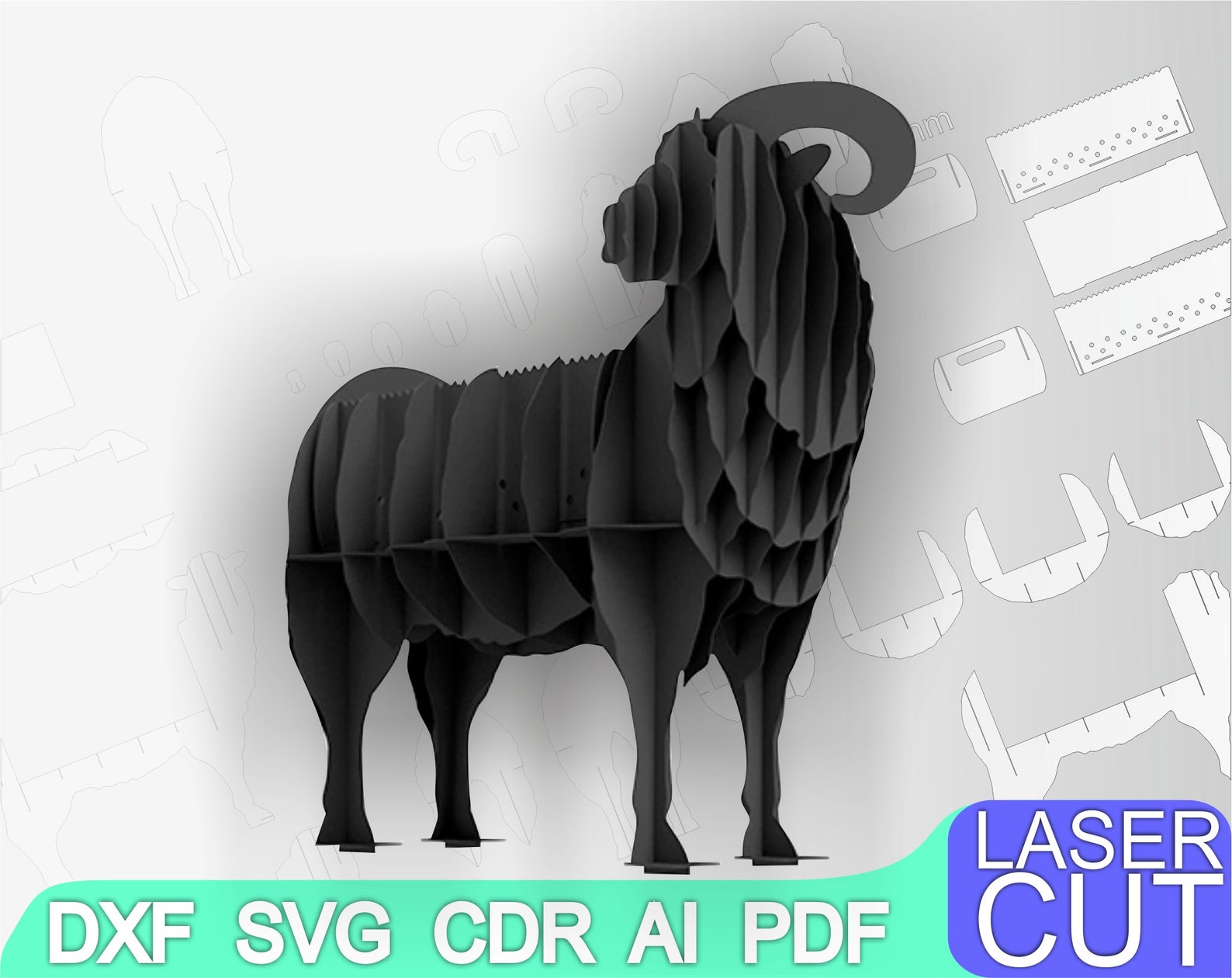 6 in 1 BBQ Cnc Animal Templates Flower Stand Cnc Laser and - Etsy