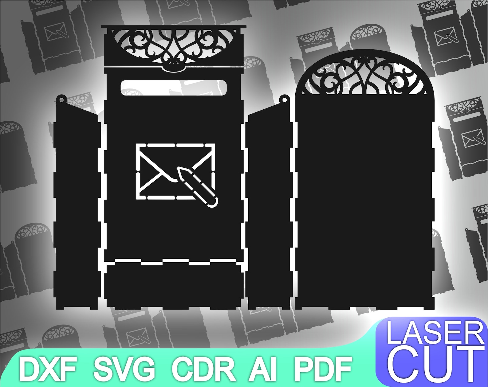 Laser Cut Mail Box. Laser Cut Files SVG, DXF, CDR Vector Plans, Laser ...