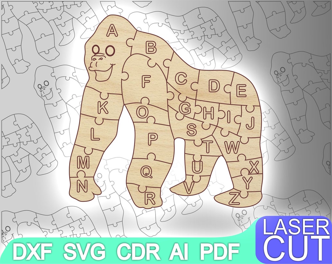 Vector Wooden Alphabet Puzzle Laser Cut Files SVG DXF CDR Vector Plans ...
