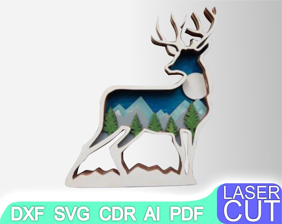 3D DEER Wall Art - Wooden Laser Cut Decor - Living Room Design. Laser ...