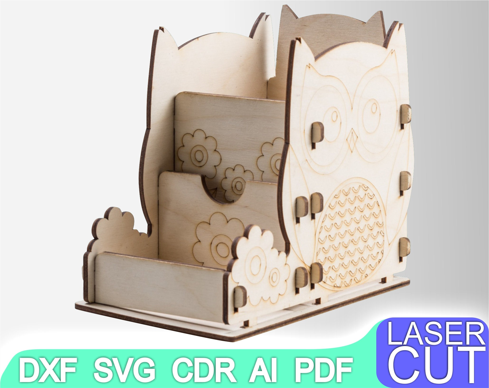Pen Holder Organizer Laser Cut Files SVG DXF Laser File Cnc - Etsy