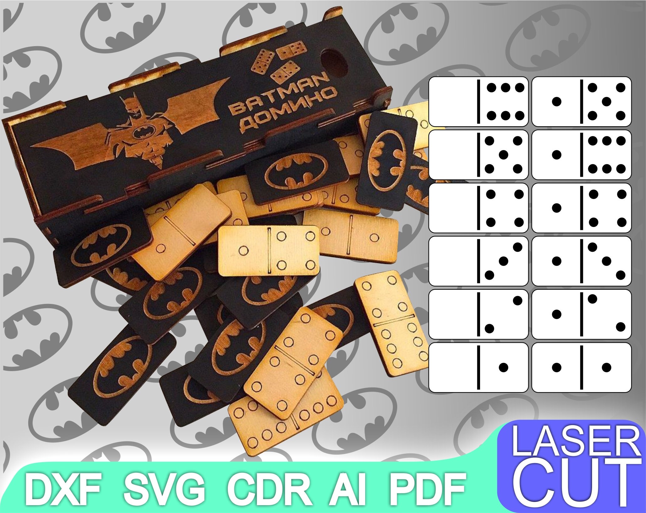 Domino Laser Cut Files SVG DXF CDR Vector Plans Cnc Pattern | Etsy New ...