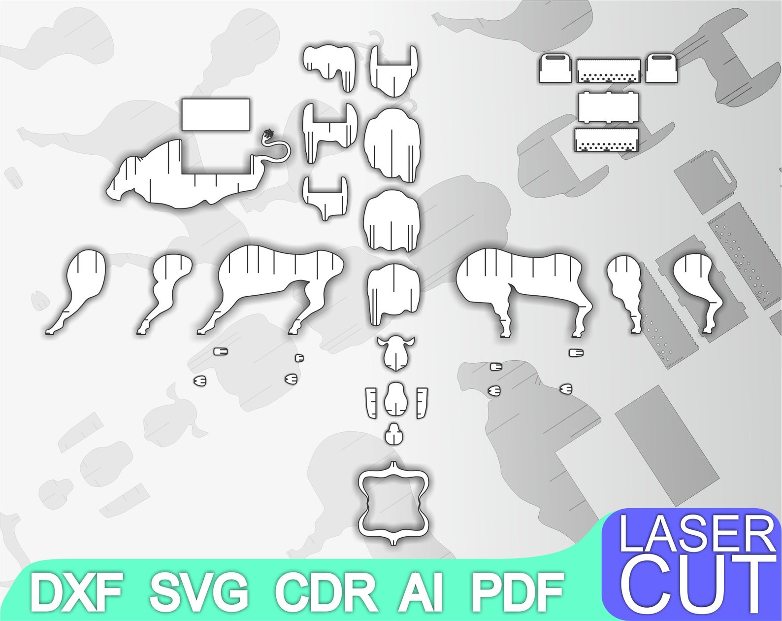 COW BBQ Cnc Animal Templates Flower Stand Cnc Laser and - Etsy