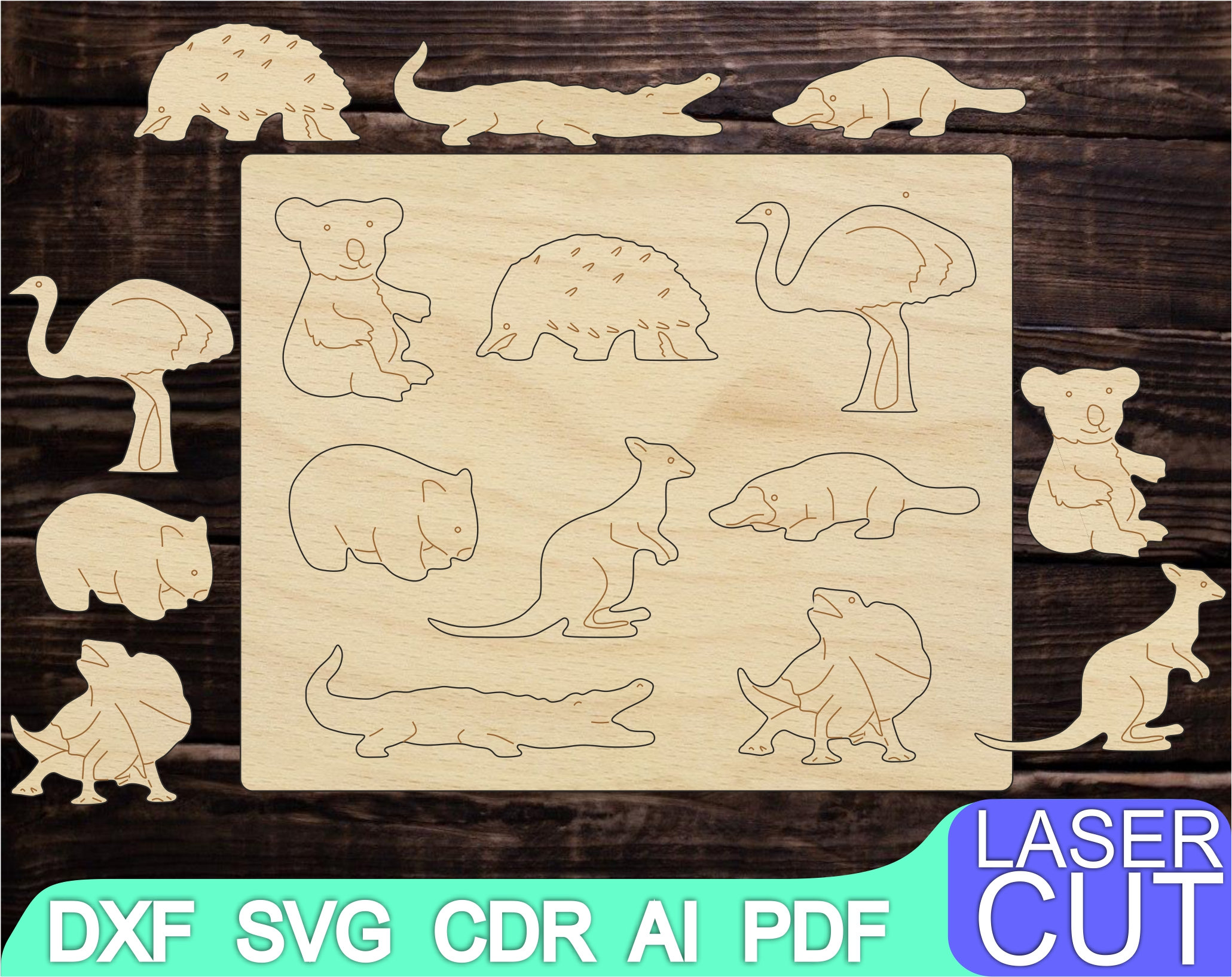 Puzzles Animals Puzzle Laser cut files SVG DXF CDR vectores | Etsy