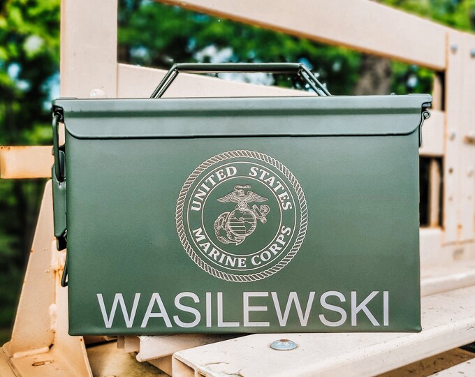 USMC Logo Ammo Can, Navy, Army, Air Force, Personalized Military Gift ...
