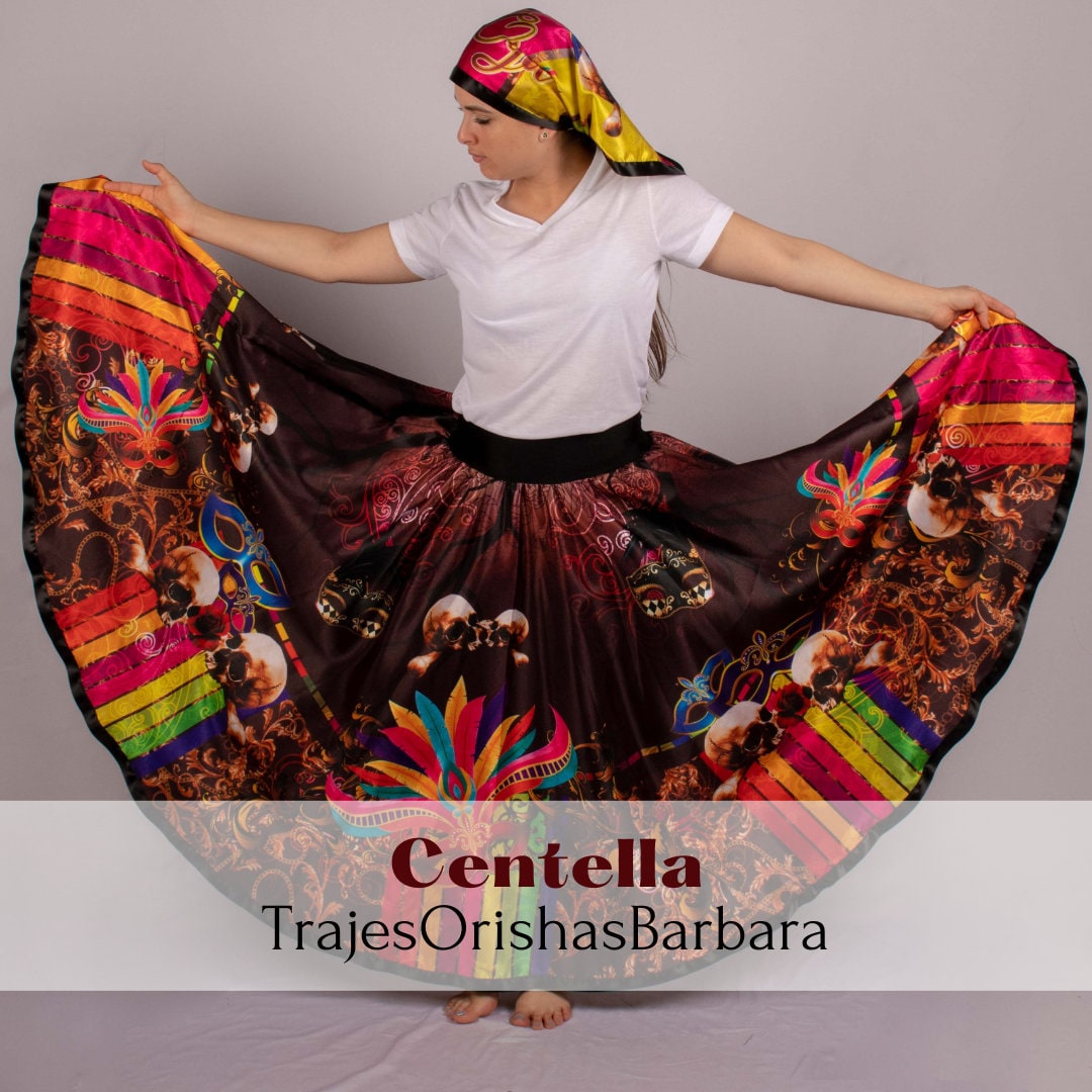 CENTELLA/ Set Saya Larga: Pañuelo De Cabeza/saya Larga/ Estampada Con ...