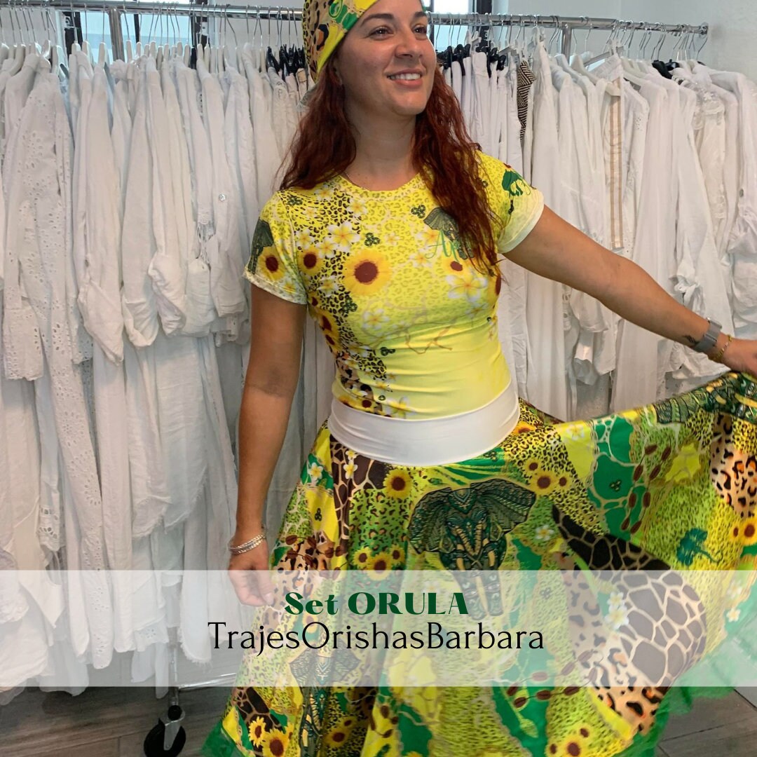 Orula/set Saya Larga/set Apetebi: Gorro, Camiseta Y Saya Todo En Edo ...