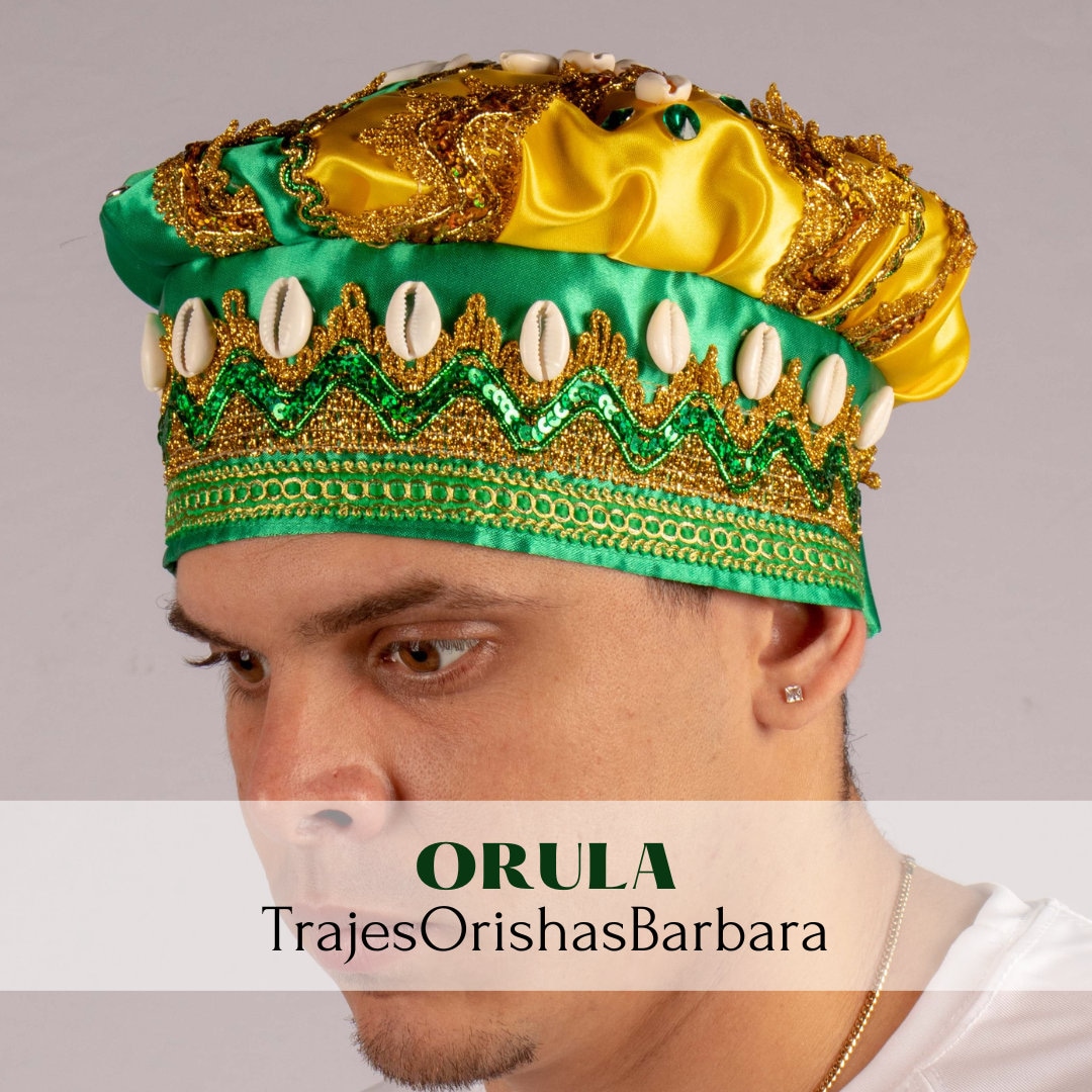 ORULA Gorro Luxury/gorro De Santo/orisha/satín Brocado “rhinestones ...