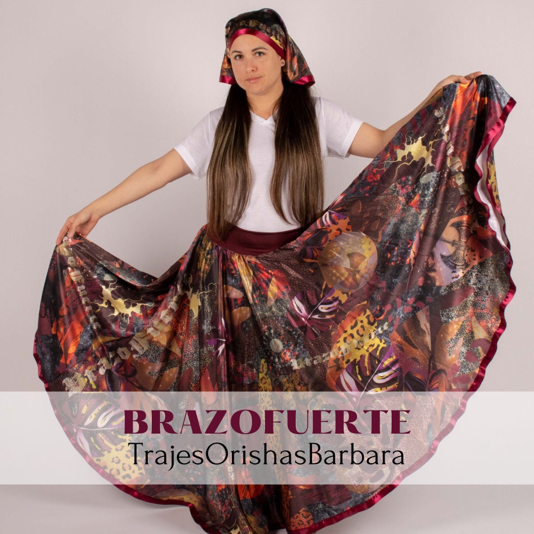 BRAZOFUERTE/ Set Saya Larga: Pañuelo De Cabeza/saya Larga/ Estampada ...