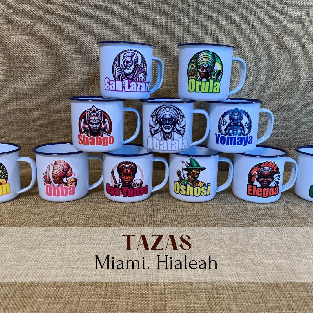 TAZAS ORISHAS/ Tazas Metálicas De 4 0z/tazas Metálicas Esmaltadas Para ...