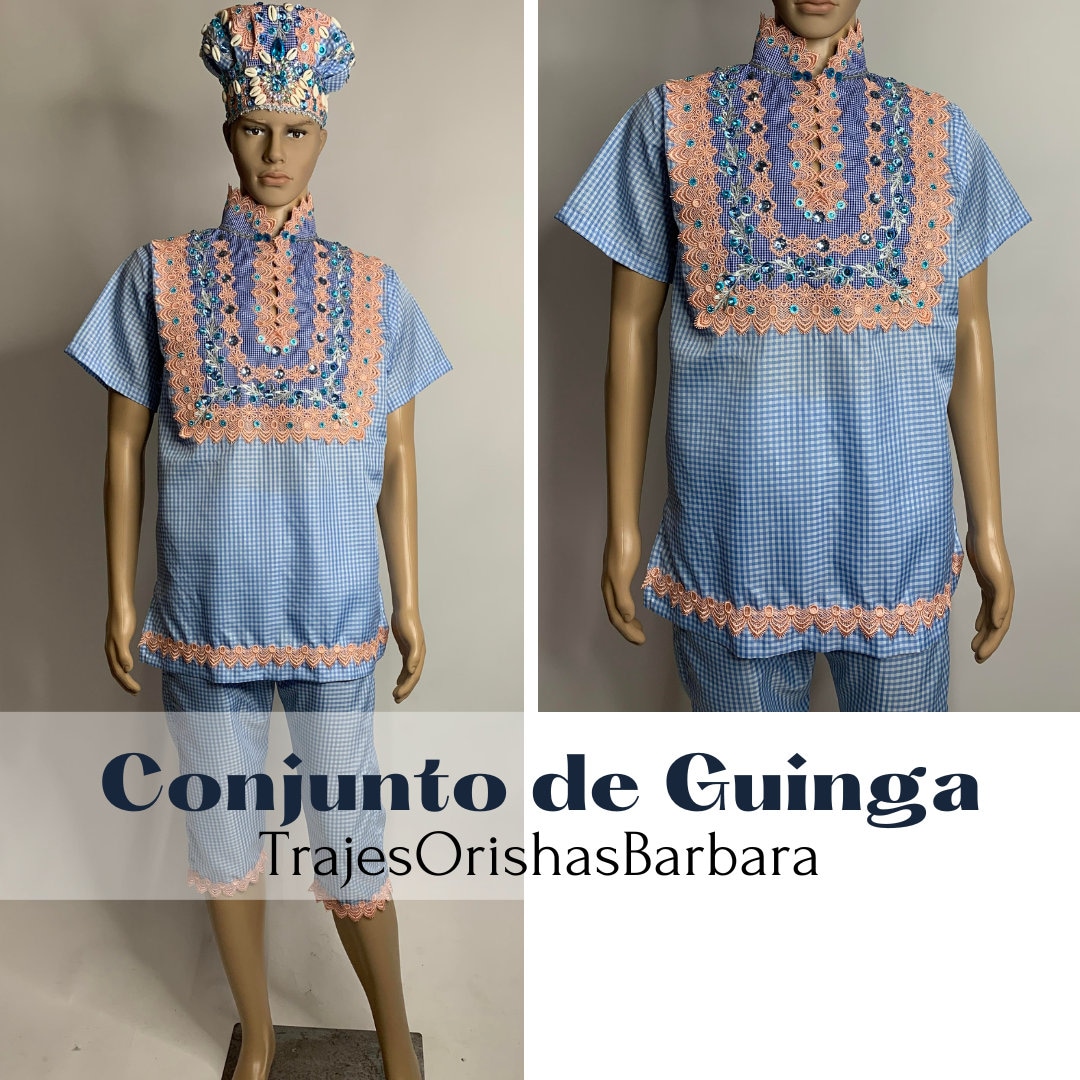 Traje De GUINGA Para Yemaya/gorro, Camisa Y Pantalon De Guinga/adornado ...