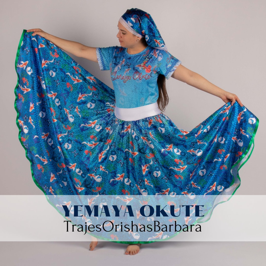 YEMAYA Okute/set Saya Larga/set Yemayaokute: Pañuelo, Camiseta Y Saya ...