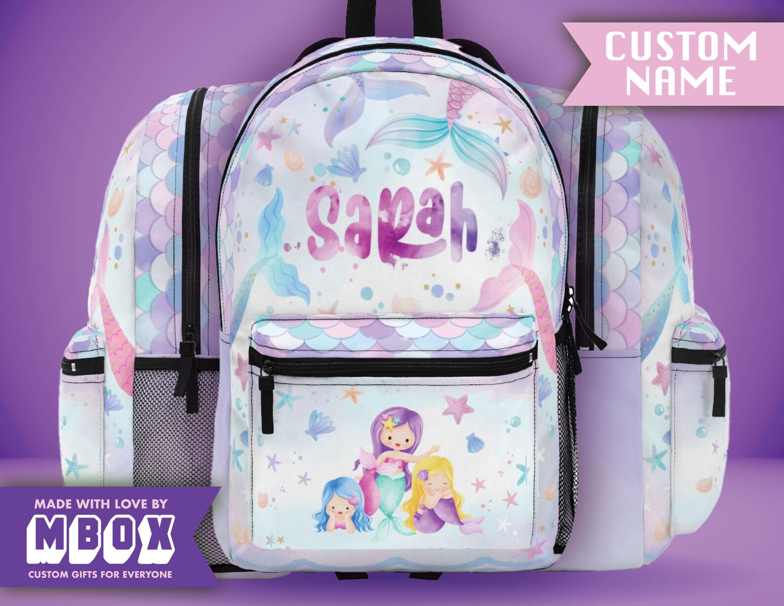 Personalized Mermaid Backpack With Kid Name or Initial Custom - Etsy