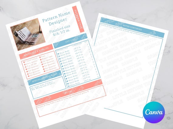 Sewing Pattern Quick Guide Template / Canva Template / PDF | Etsy