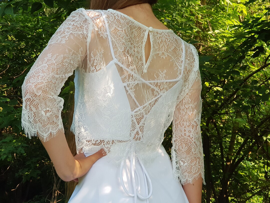 Bridal Top, Bridal Overlay Top, Boho Bridal Wedding Day Top, Top ...