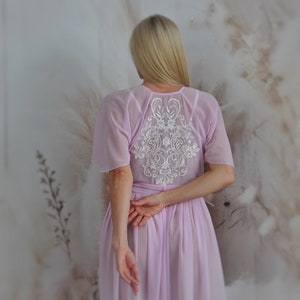 Pink Robe,sheer Robe, Bridal Robe Long Robe, See Through Robe, Bridal ...