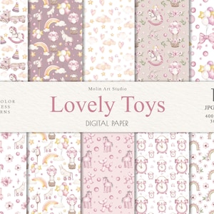 Watercolor Rocking Horse Clipart, Horse Pattern, Digital Paper Pack ...