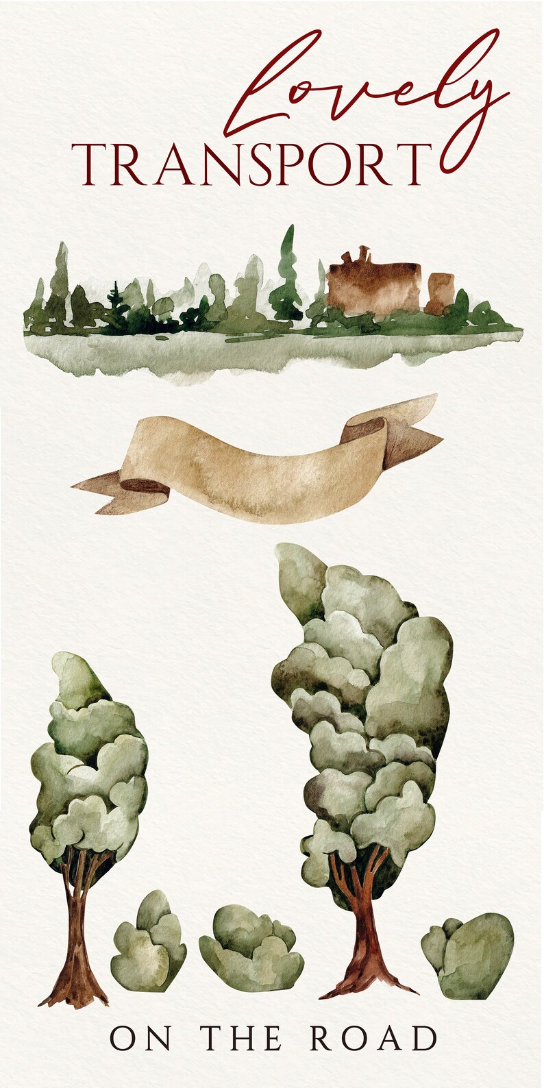Watercolor Transport Clipart on the Road Clipart Watercolor - Etsy
