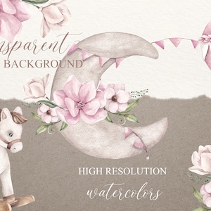 Watercolor Rocking Horse Clipart, Baby Toys Clipart, Baby Shower ...