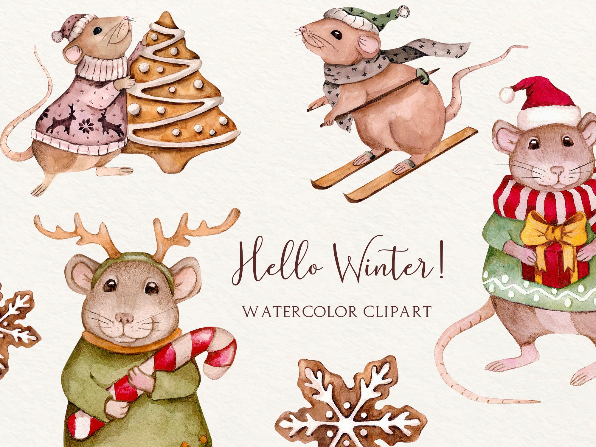 Cute Christmas Animals Clip Art
