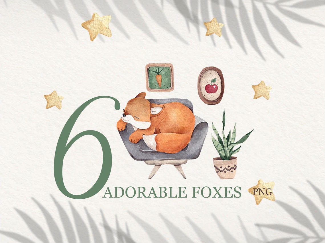 Watercolor Foxes Clipart Cute Animals Woodland Fox Clipart - Etsy