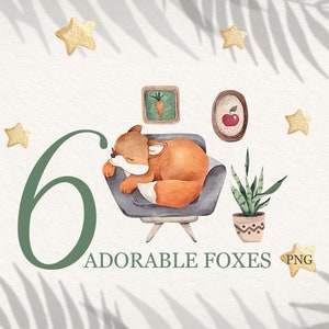 Watercolor Foxes Clipart, Cute Animals, Woodland Fox Clipart, Nursery ...