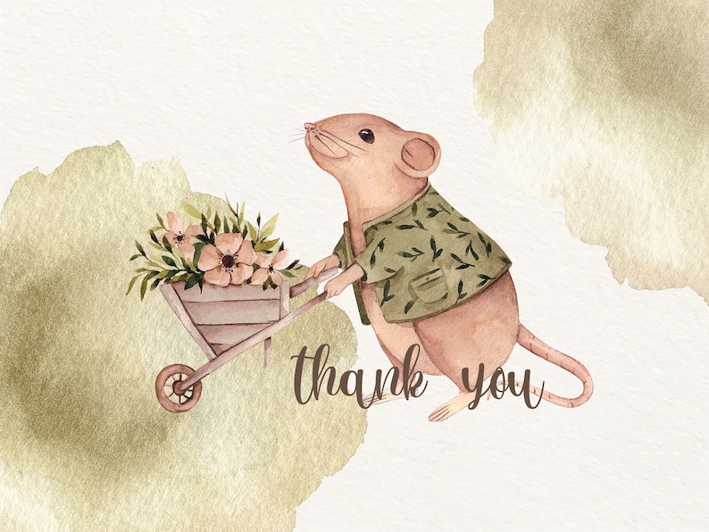 Cute Mouse Watercolor Clipart Little Animals Nursery Art | Etsy