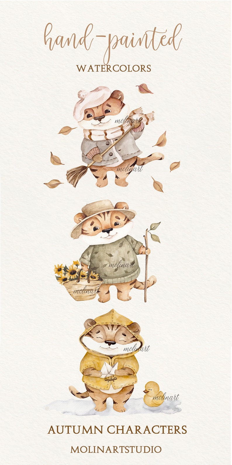 Cute Tiger Watercolor Clipart Watercolor Tigers Tigers - Etsy