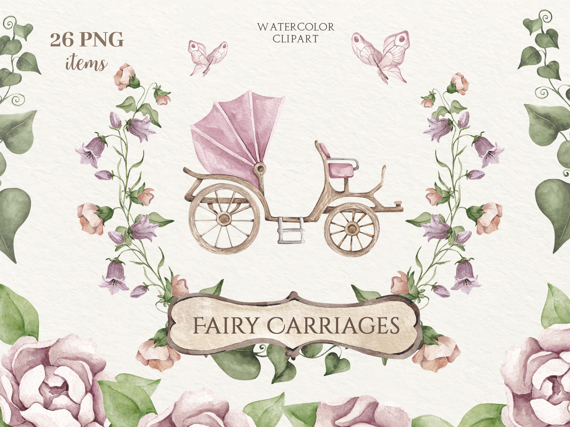 Watercolor Fairytale Carriage Clipart Princess Carriage - Etsy