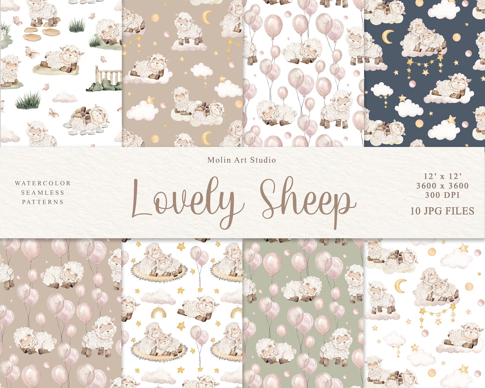 Sheep Pattern Digital Paper Pack Scrapbook Papers Baby - Etsy