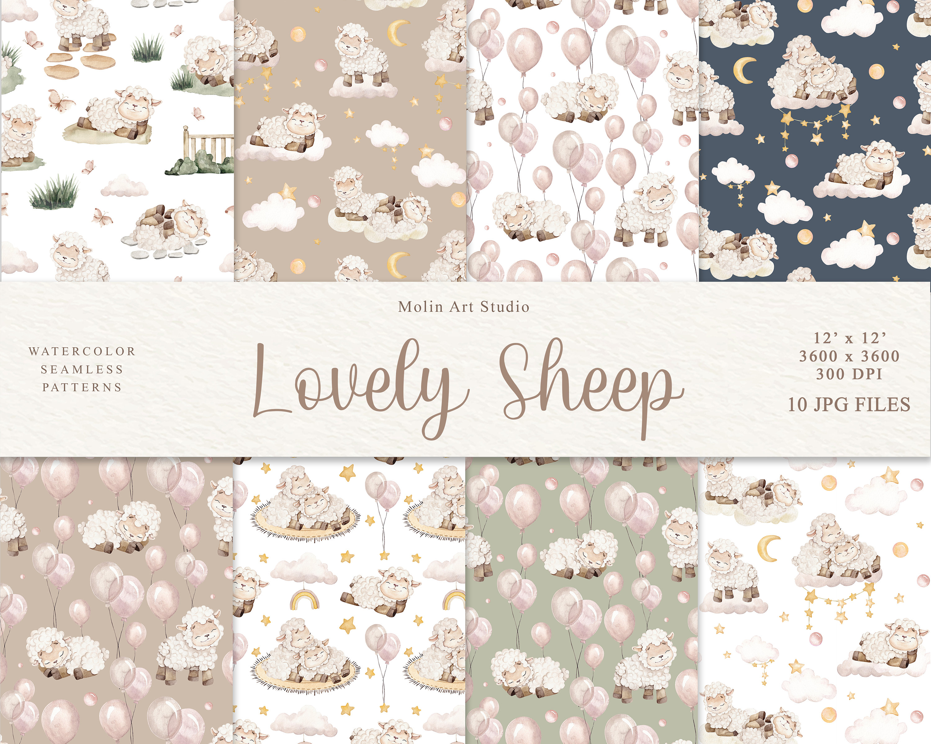 Sheep Pattern Digital Paper Pack Scrapbook Papers Baby - Etsy