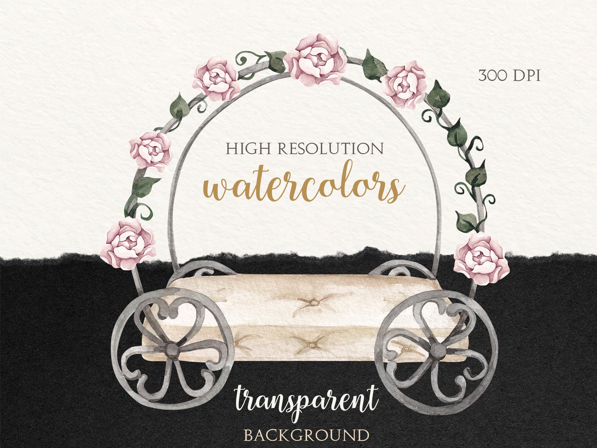 Watercolor Fairytale Carriage Clipart Princess Carriage - Etsy