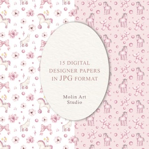 Watercolor Rocking Horse Clipart, Horse Pattern, Digital Paper Pack ...